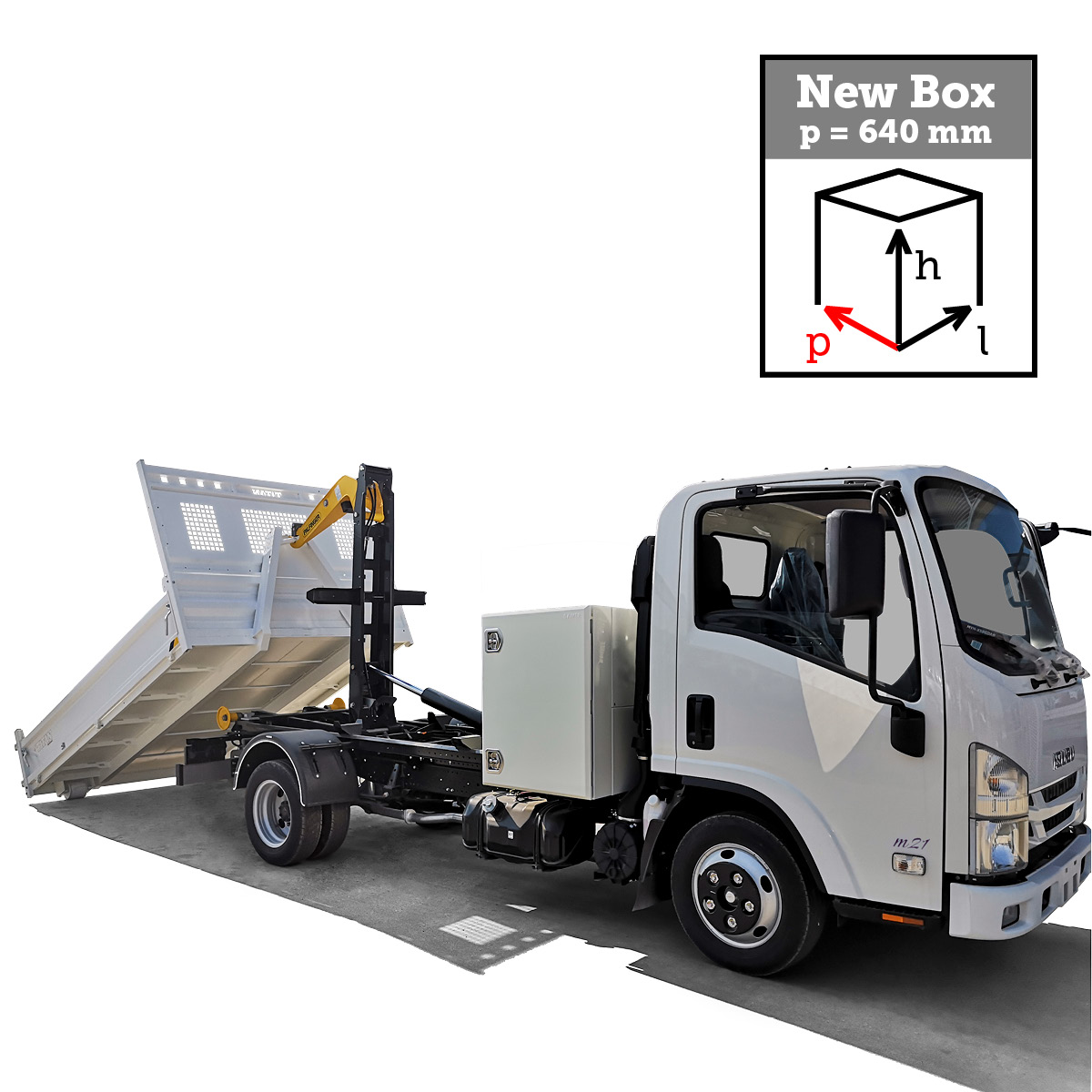 Polibrazo Guima-Palfinger CITY C3 con nuevo cajón H. 900 mm ISUZU M 155 ...